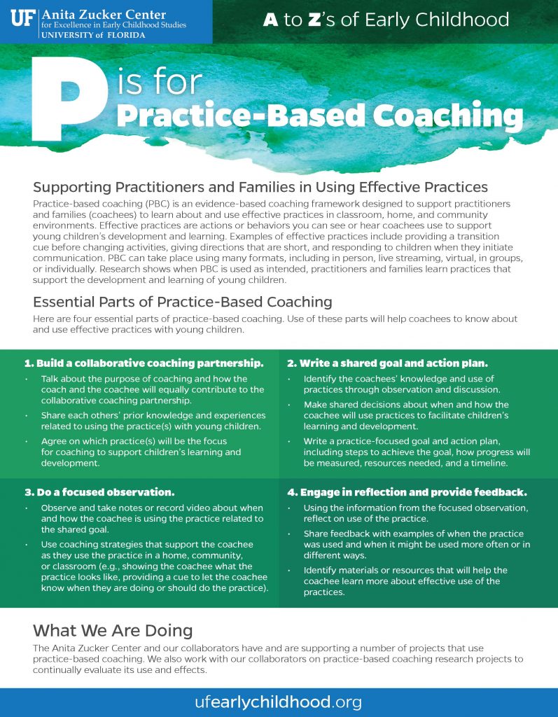 Letter P – Practice-Based Coaching | Anita Zucker Center
