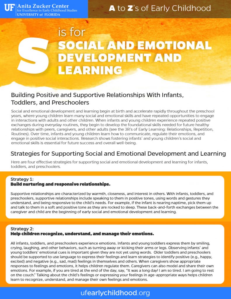 Letter S – Social and Emotional Development and Learning | Anita Zucker ...