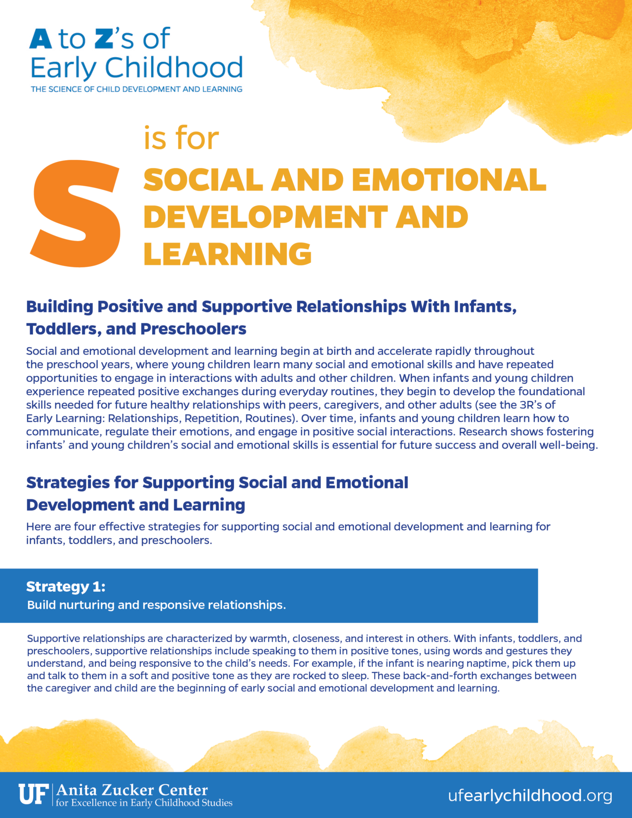 Letter S - Social and Emotional Development and Learning - Anita Zucker ...